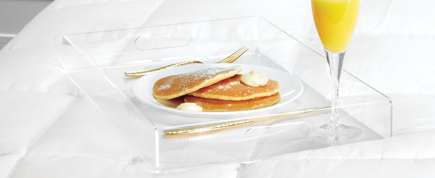 Amazon.com: mDesign Modern Acrylic Rectangular Serving Tray with Built ...