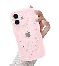 QLTYPRI Compatible with iPhone 16 Case, Cute Curly Wave Frame Clear Case for Girls Women ...