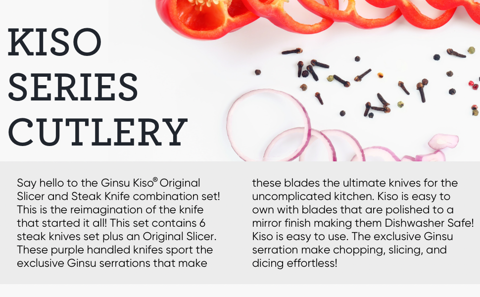 Amazon.com: GINSU Kiso 6-Piece Purple Steak Knife Set with Original Slicer - Dishwasher Safe and ...