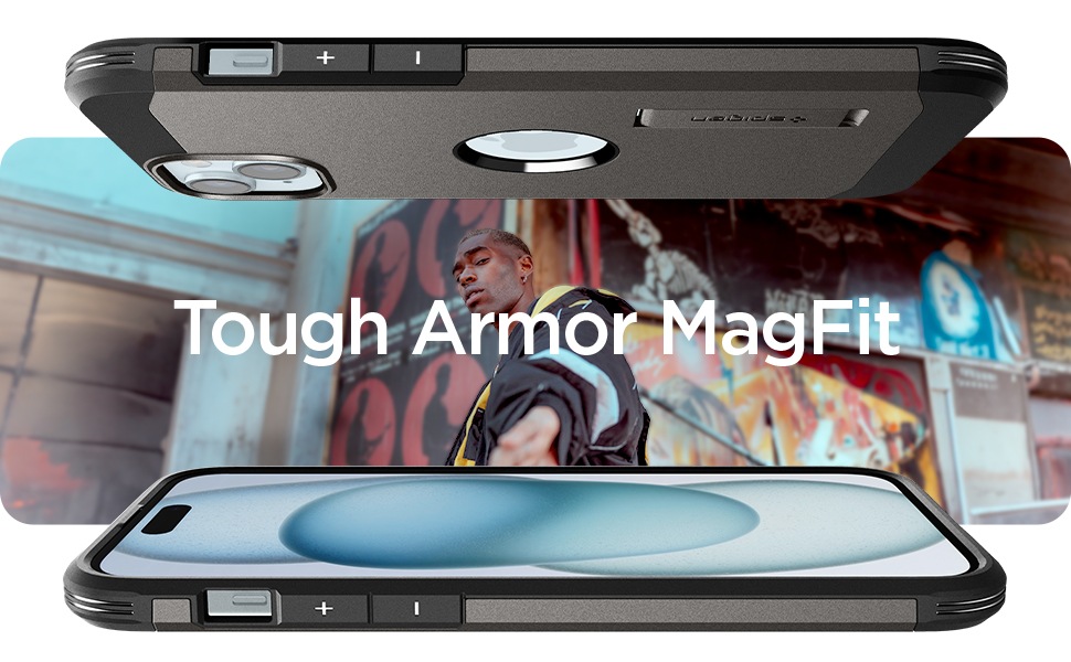 Amazon.com: Spigen Tough Armor MagFit Designed for iPhone 15 Case (2023) [Kickstand] [Military ...
