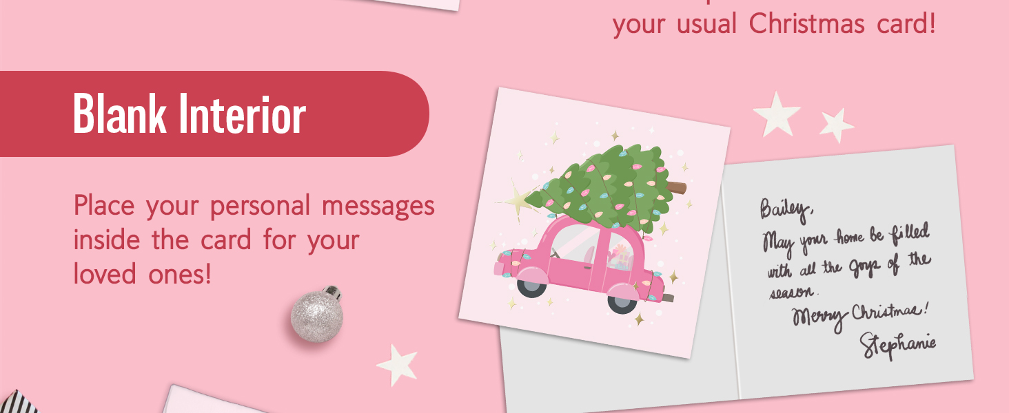 Amazon.com : Honeyplum Pink Christmas Cards - Fun, Stylish, and Cute Merry Christmas Boxed ...