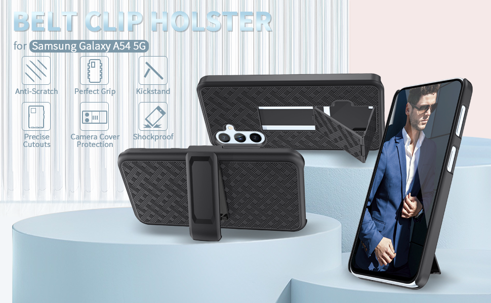 Amazon.com: Fingic Samsung Galaxy A54 5G Case Combo - Slim Rugged Shell with Kickstand, Swivel ...