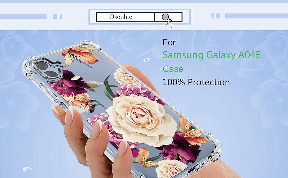Amazon.com: Osophter for Samsung Galaxy A04E Case Flower Floral for Girls Women with 2pcs Screen ...