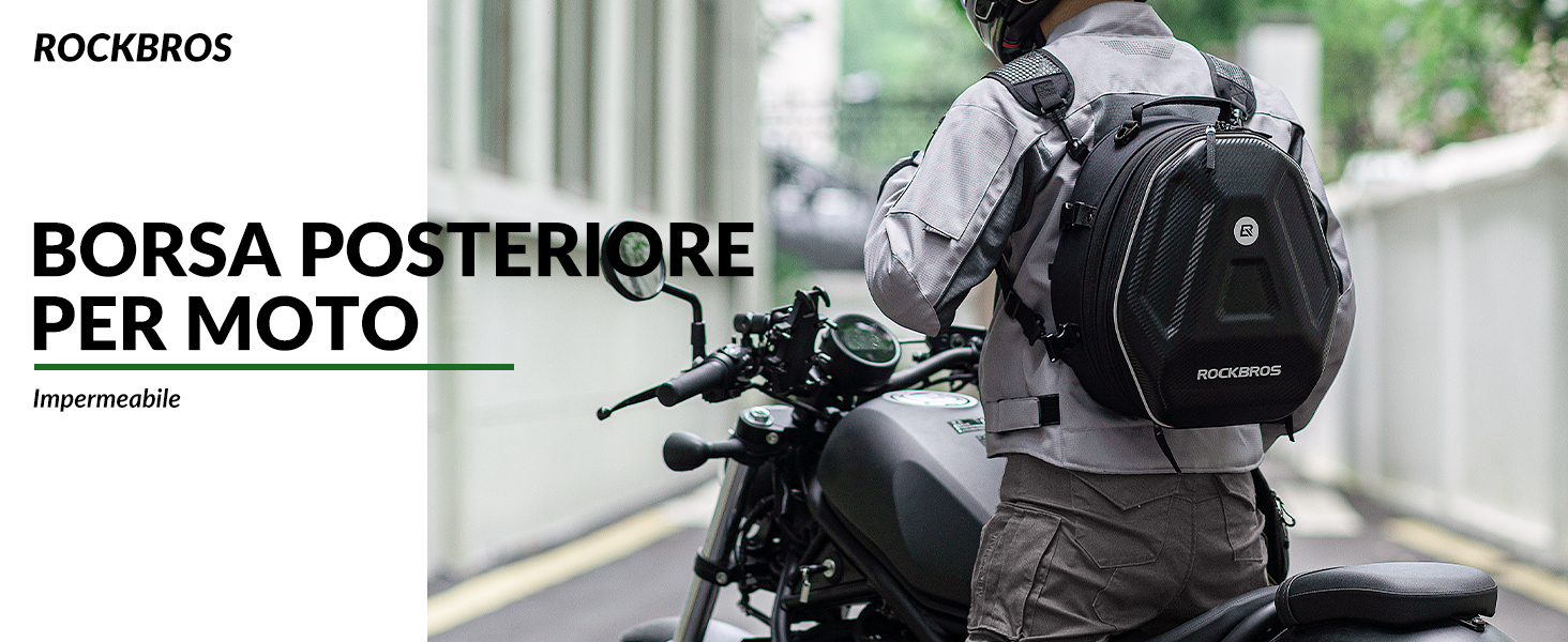 ROCKBROS Borsa Posteriore per Sella Moto, Impermeabile, Zaino Rigido per Casco, Espandibile ...