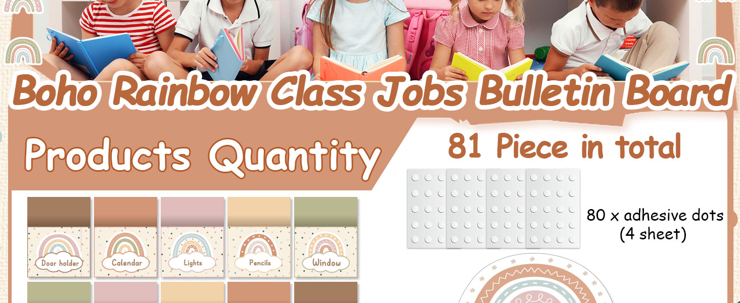 Amazon.com: 81 Piece Boho Rainbow Class Jobs Bulletin Board Boho ...