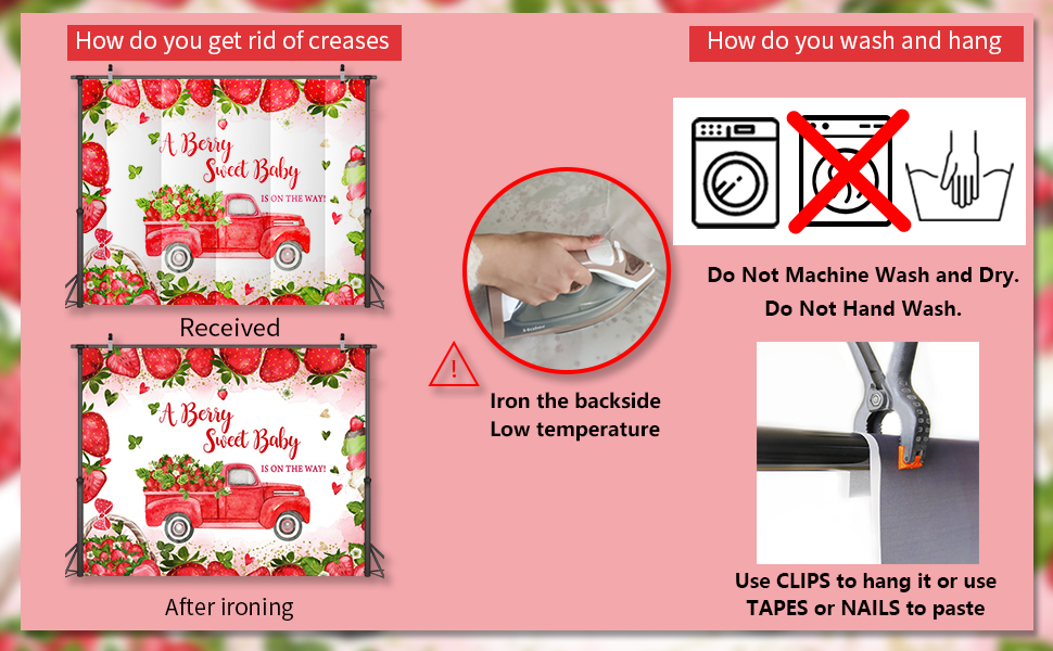 Amazon.com : Duluxykl Strawberry Baby Shower Backdrop for Girl A Berry Sweet Baby is On The Way ...