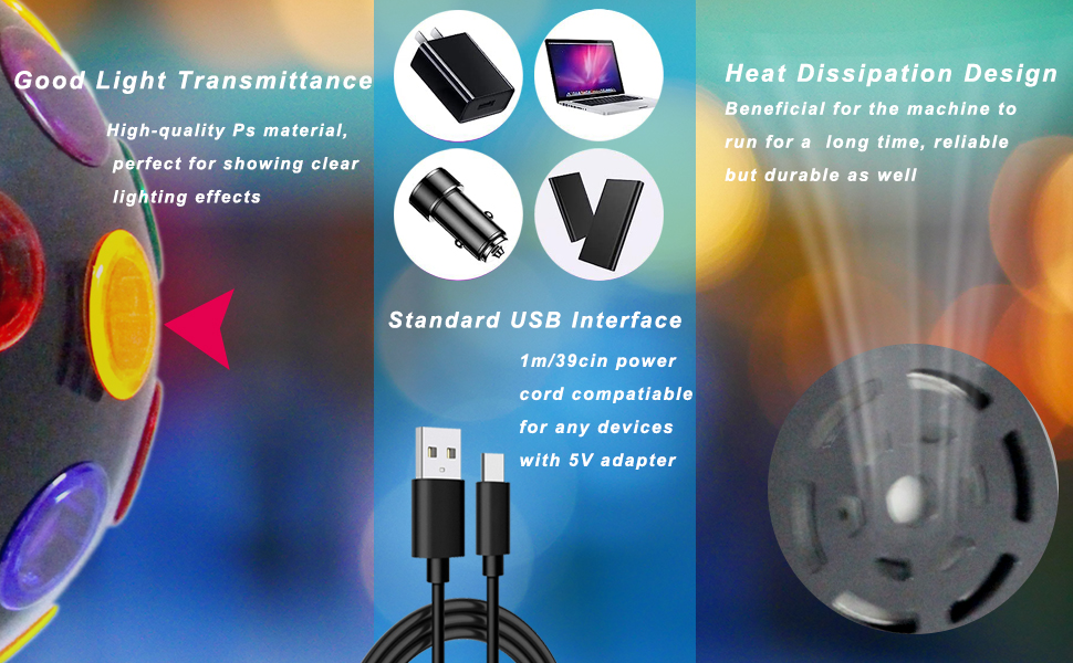 Spinning Disco Ball LED Night Light Projector 360° Rotary Speed/Brightness Adjustable Lamp for ...