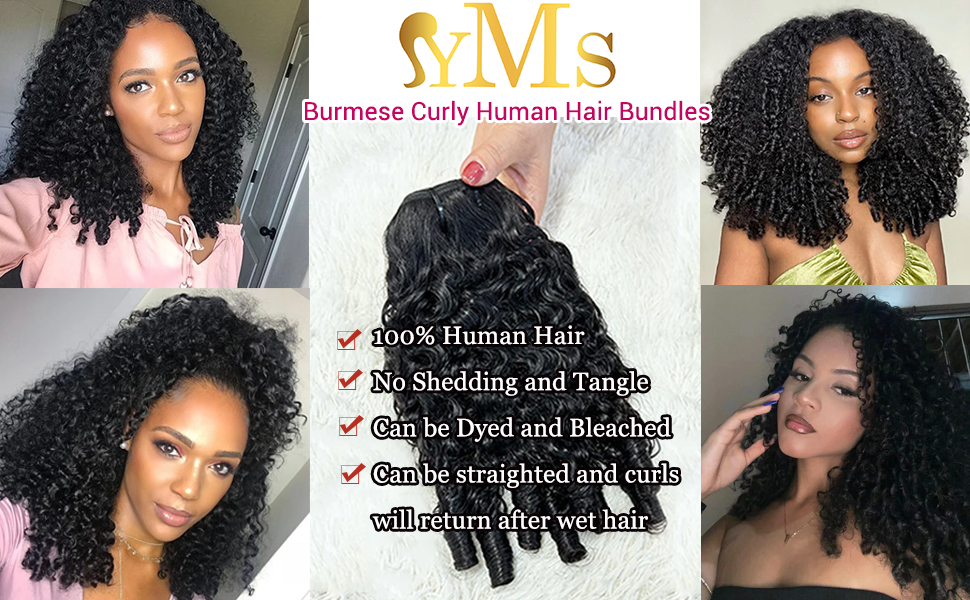 Amazon.com : YMS 3C4A Burmese Curly Human Hair Bundles 20 Inch 1 Curly Bundles Human Hair ...
