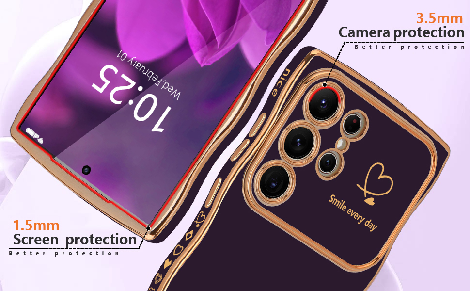 Amazon.com: LCHULLE for Samsung Galaxy S22 Ultra Case for Women Girls, Cute Wave Frame Curly ...