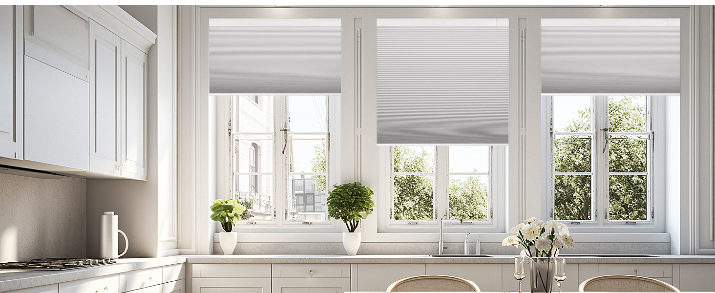 Amazon.com: HOTSOON No Drill No Tools Blackout Cellular Shades for Indoor Windows Cordless Pull ...