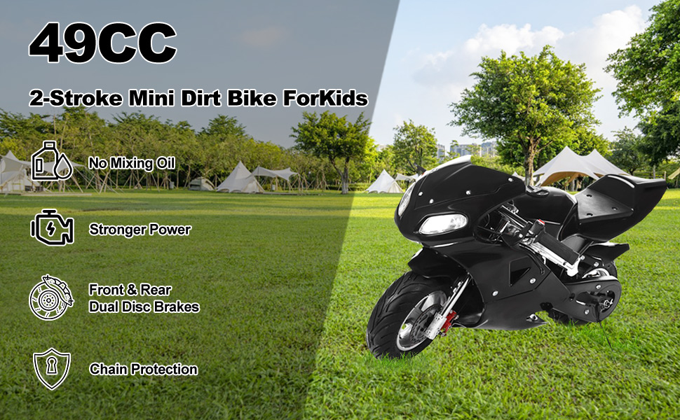 Amazon.com: balurukt 49cc 2-Stroke Mini Gas Motorbike Dirt Bike Pocket Bike,Pocket Gasoline ...