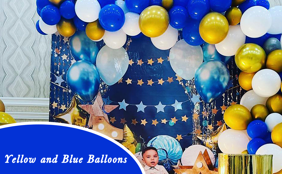 Amazon.com: Yellow and Blue Balloons, 60PCS 12Inch Blue Yellow White Balloons, Blue Gold ...