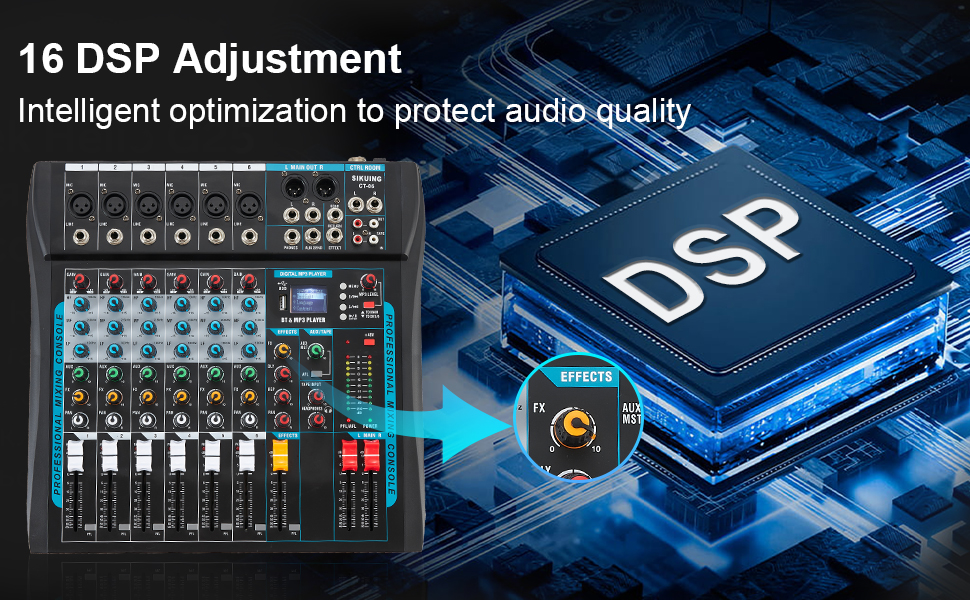 Amazon.com: SIKUING Audio Mixer,6 Channel Mixer Board for Streaming, Professional Sounds Board ...