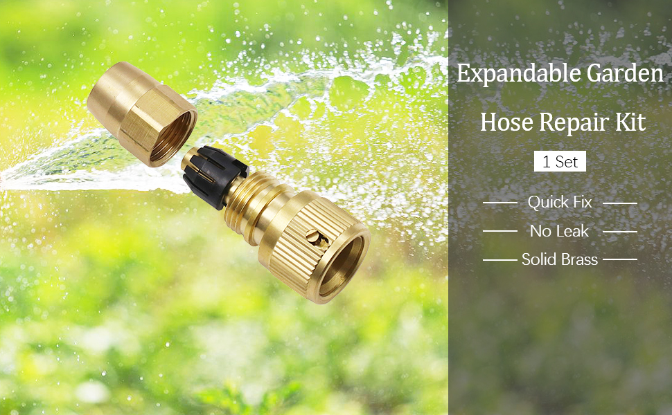 Amazon.com : FUATY Expandable Garden Hose Repair Kit, Solid Brass Garden Retractable Hose Quick ...