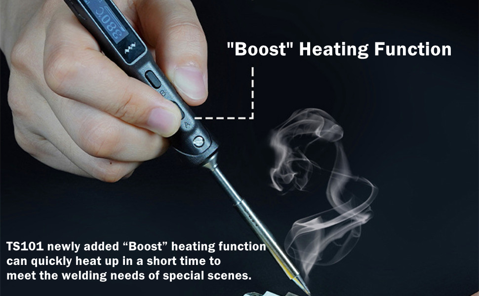 TS101 Soldering Iron, 65W Portable Smart Temperature Control 50-400 ℃, LCD Display Soldering ...