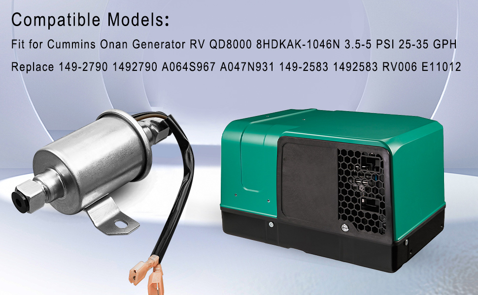 Amazon.com: 12V Fuel Pump Universal Fit for Cummins Onan Generator 3.5-5 PSI 25-35 GPH Replace ...