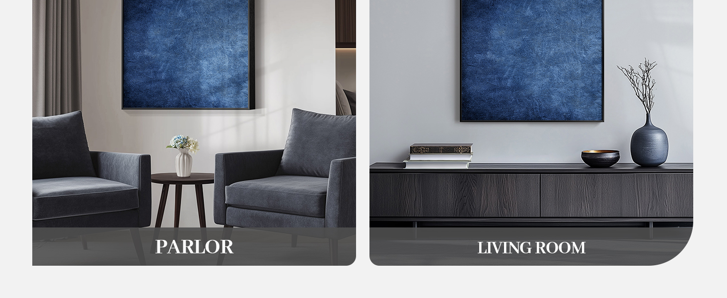 Amazon.com: Large Framed Navy Blue Modern Abstract Wall Art for Living Room, Canvas Paintings ...