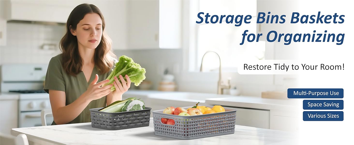 Amazon.com: 12 Pack Plastic Storage Baskets, Small Baskets for ...