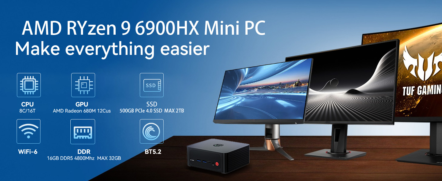 Amazon.com: TRIGKEY S6 Pro Mini PC, Ryzen 9 6900HX (8C/16T, Up to 4.9GHz) Desktop Mini Computer ...