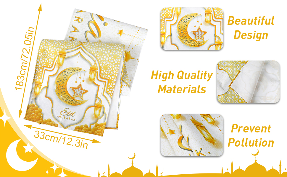Amazon.com: FengRise Eid Mubarak Table Runner Ramadan Decorations ...