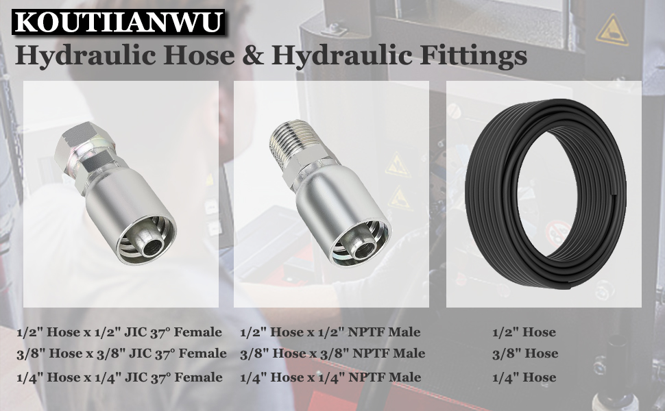 Amazon.com: 300 Ft 1/2 inch Hydraulic Hose with 60PCS 1/2" JIC 37° Female & Male & Female 90 ...