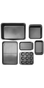 VonShef Baking Tray Set of 3 - Non-Stick Carbon Steel Oven Trays for ...