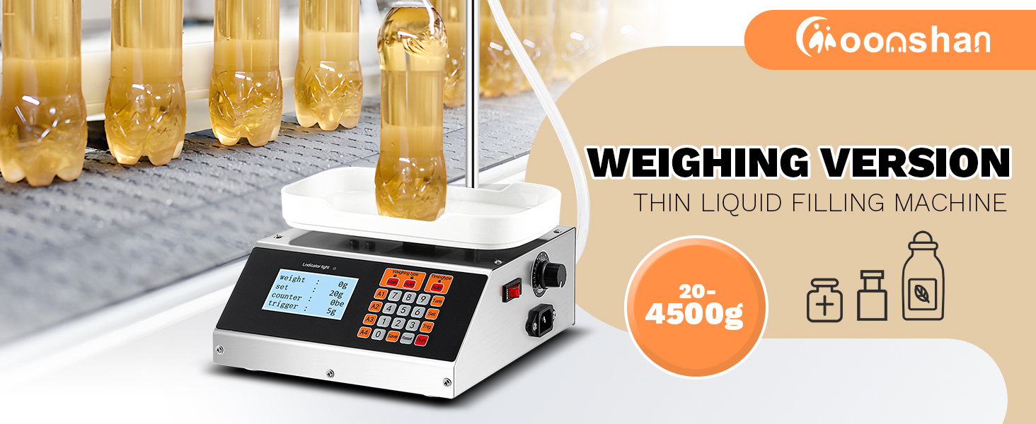 Amazon.com: Moonshan 20-4500g Liquid Filling Machine Automatic Weight Bottle Filler for Juice ...