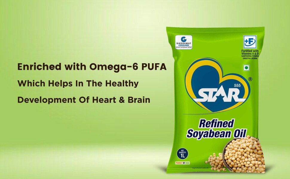 Star555 Refined Soyabean Oil, 1 L x 3 Pouch| Super Lite Advanced | Delicious & Tasty Cooking Oil ...