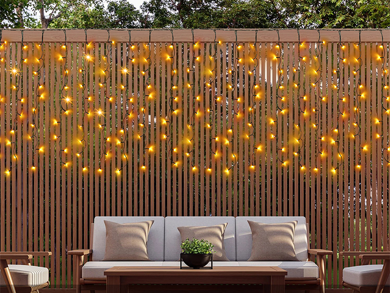 CCILAND Christmas Curtain Lights Battery Operated, 4M x 1M 200 LED Warm White Curtain Lights ...