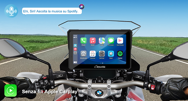 Carpuride W702B Pro Moto Carplay Schermo con Supporto per BMW Moto, Wireless CarPlay e Android ...
