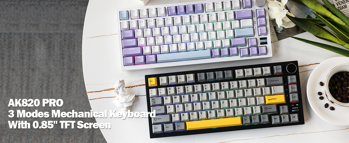 EPOMAKER Ajazz AK820 Pro 75% Gasket-mounted Mechanical Keyboard with TFT Screen, 3 Modes ...