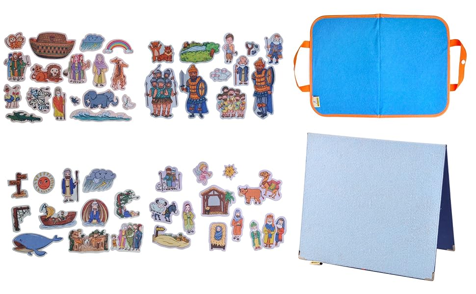 Amazon.com: CHEFAN 4 Sets Bible Felt Board Stories Set and Large Foldable Felt Board Bundle ...