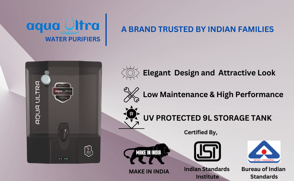 Aquaultra Black Water purifier | RO+UV Filtration | Copper Alkaline Purification | 9L storage ...