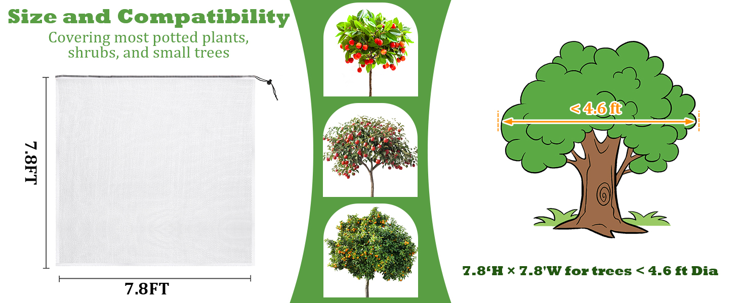 Amazon.com : 7.8 x 7.8 ft Large Fruits Tree Netting Cover with Zipper and Drawstring,Garden ...