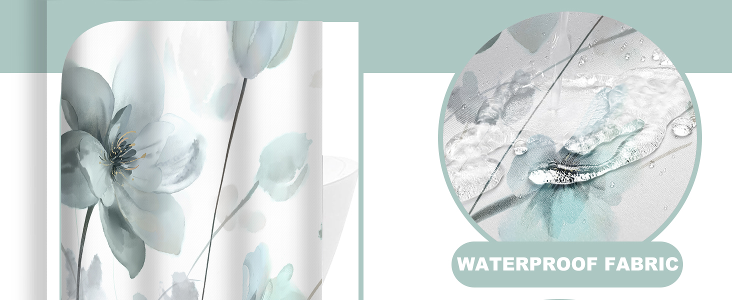 Amazon.com: CTOTSYC No Hook Boho Floral Shower Curtain Set with Snap-in Liner, Teal Watercolor ...