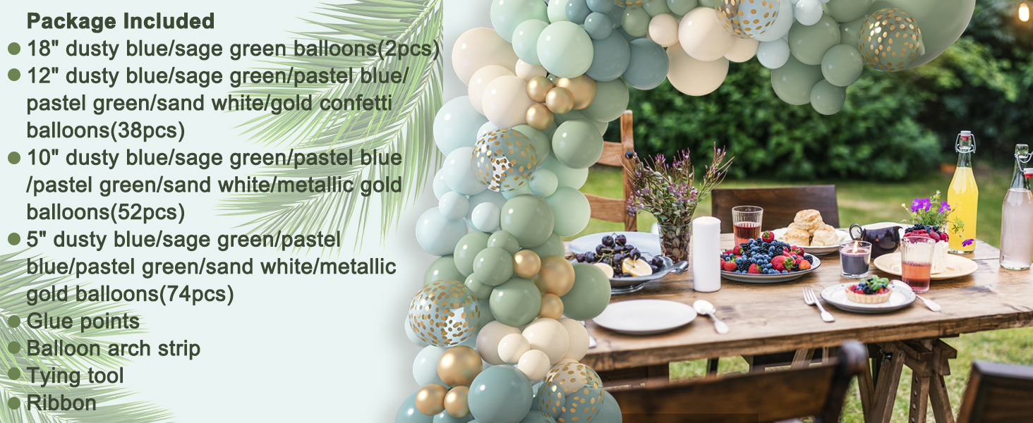 Amazon.com: Amandir 173Pcs Dusty Blue Green Balloon Garland Arch Kit, Haze Fog Blue Ash Mist ...