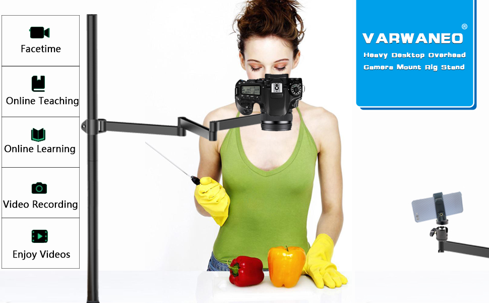 Amazon.com : Heavy Desktop Overhead Camera Mount Rig Stand, Top Down DSLR Photography Holder ...