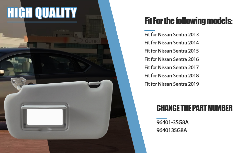 Amazon.com: KMBNTU Gray Driver Side Sun Visor Compatible with Nissan Sentra 2013-2019 Replace ...