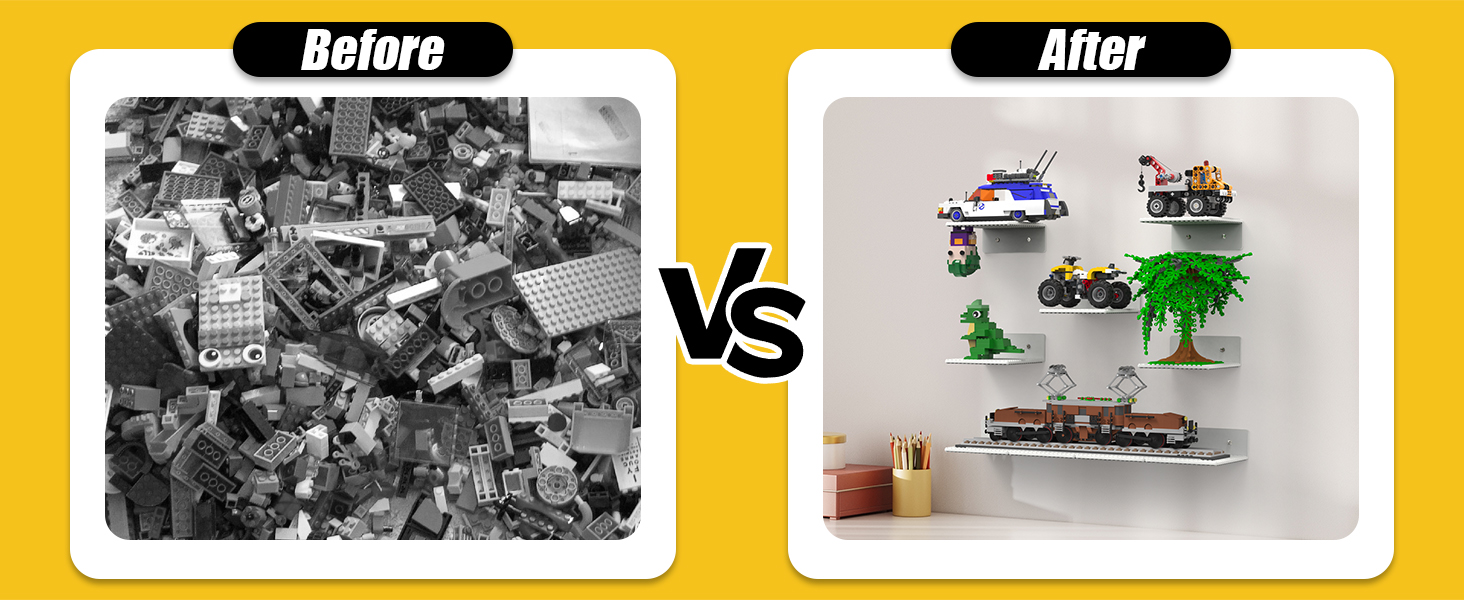 Amazon.com: BlissBox 9-Pack Floating Shelves for Wall Compatible with Lego Building Bricks, 5x5 ...