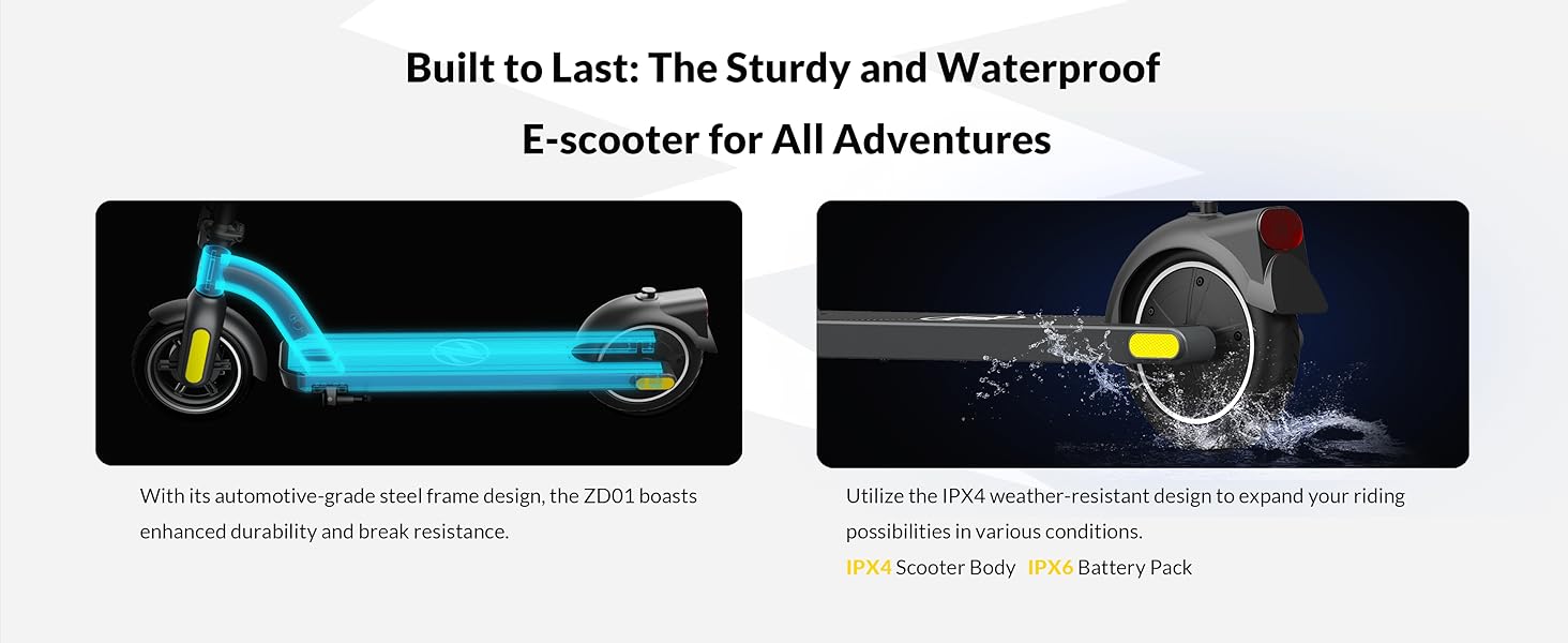 Amazon.com: Electric Scooter ZD01,500W Peak Motor & 19MPH Electric Scooter Adults, 12-15 Mi ...