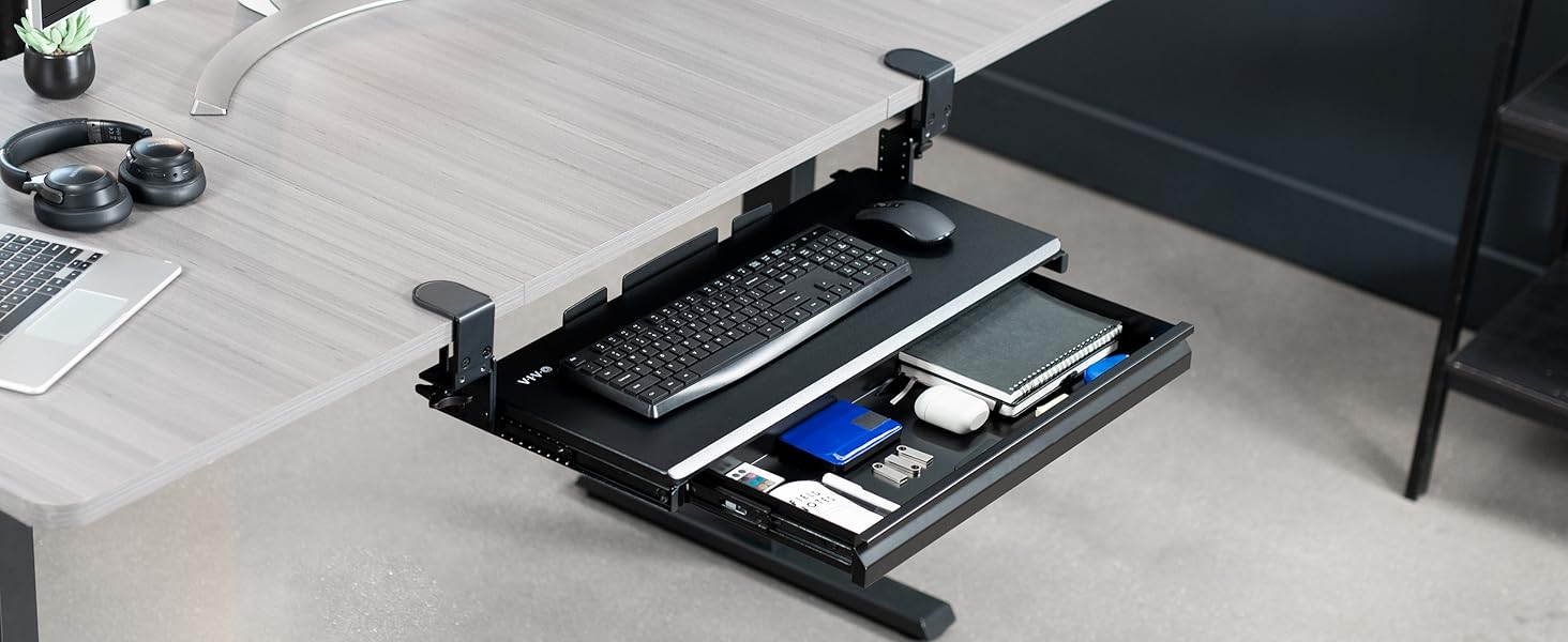 Amazon.com : VIVO Large Height Adjustable Clamp-on Keyboard Tray, Extra ...