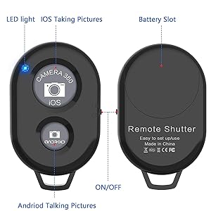 Amazon.com : Remote Shutter for iPhone Camera, Bluetooth Remote for Android, Hands Free Works ...