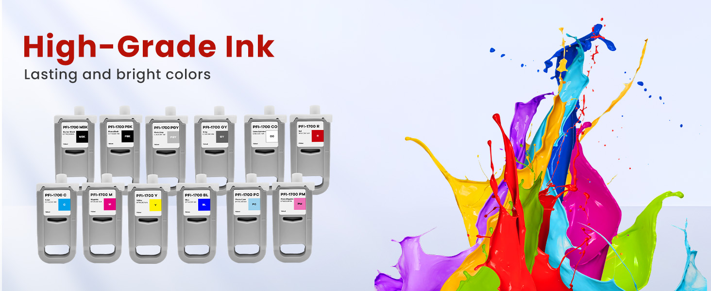 Amazon.com: PFI-1700 Pigment Ink Tank 700ml with New Chip Replacement for Canon PFI-1700 Ink for ...