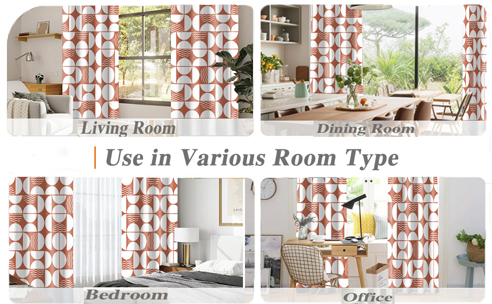 Amazon.com: Retro Patterned Curtains 2 Panels, Modern Geometric Boho Circle Mid Century Blackout ...