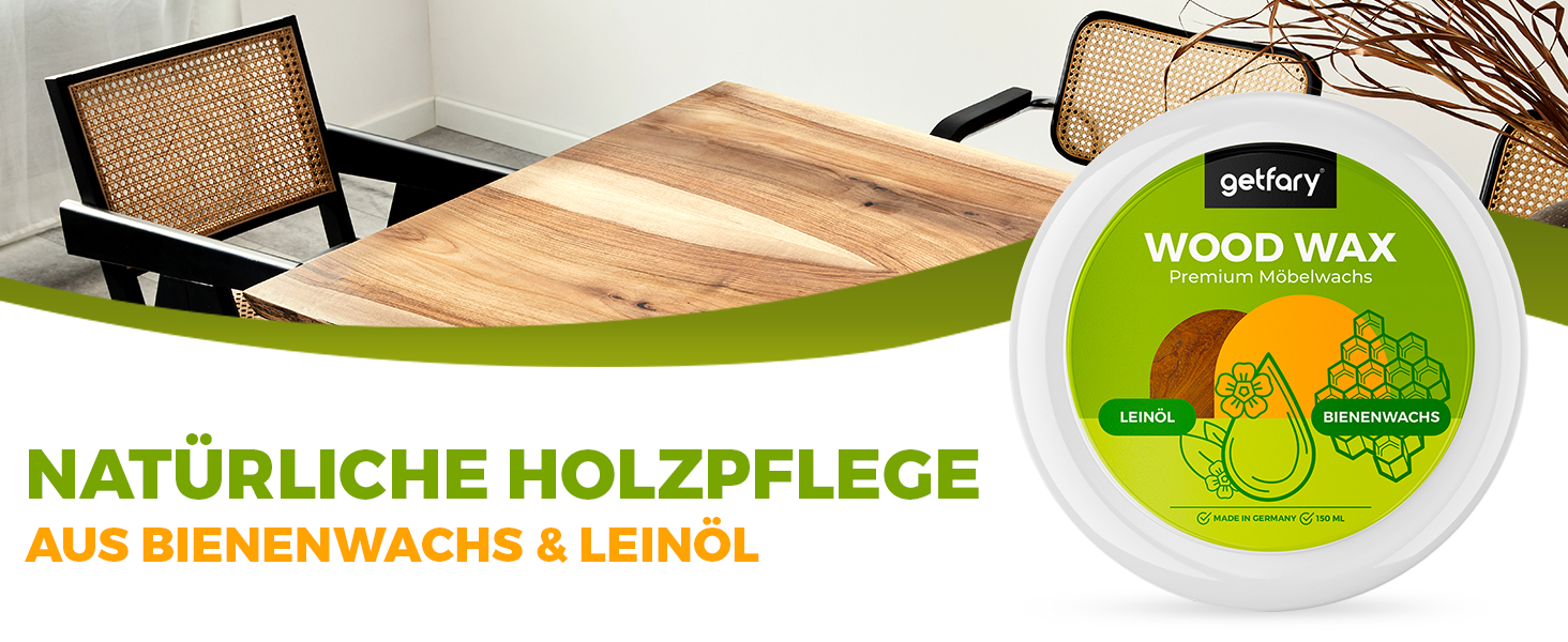 Natürliches Holzwachs farblos aus Bienenwachs & Leinöl - Premium Holzpflege für den Innen ...