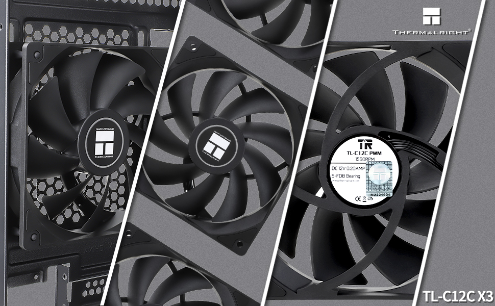 Thermalright TL-C12C X3 Ventola CPU di raffreddamento del case da 120 mm, per computer ...