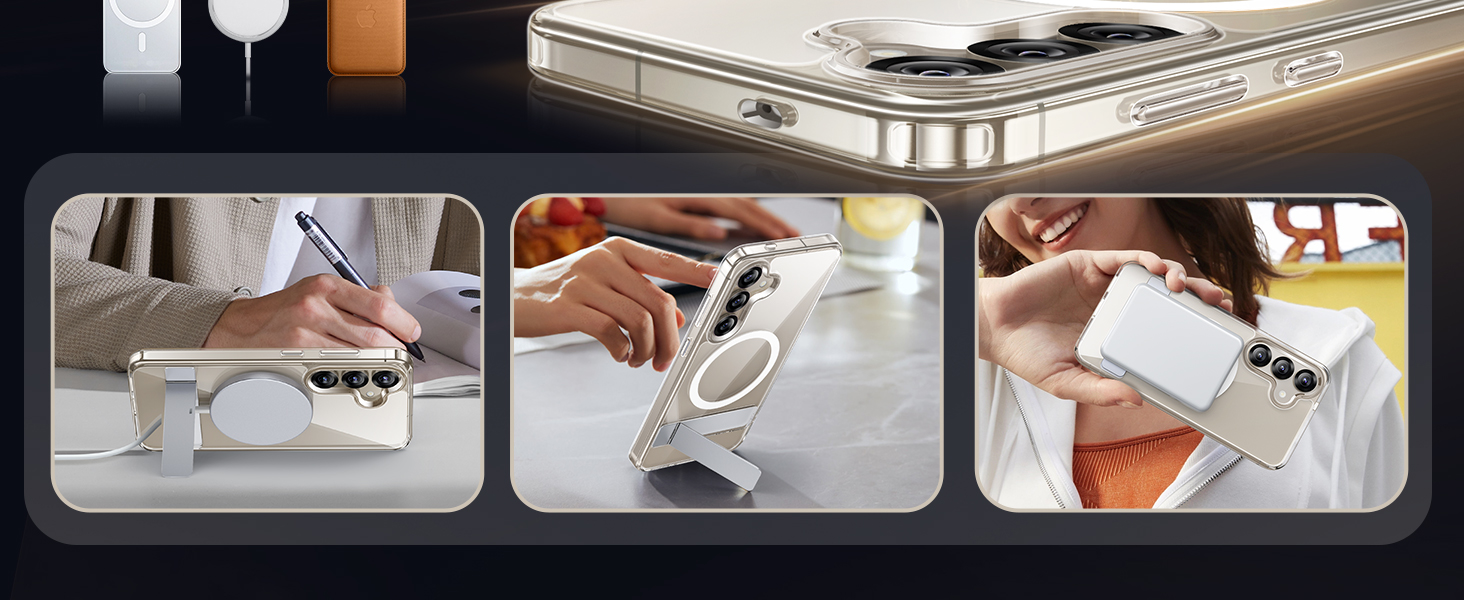 Amazon.com: SIXBOX Magnetic for Samsung Galaxy S25+ Plus Case, Built-in Kickstand [Non-Yellowing ...