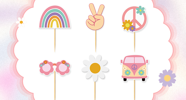 Amazon.com: Sinasasspel Five is a Vibe 5th Birthday Party Decorations Groovy Banner Cake Toppers ...