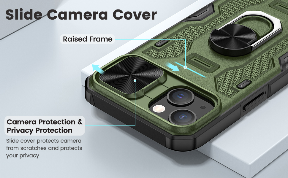 Amazon.com: Caka for iPhone 14 Case, iPhone 13 Phone Case with Camera Cover & Kickstand, Built ...