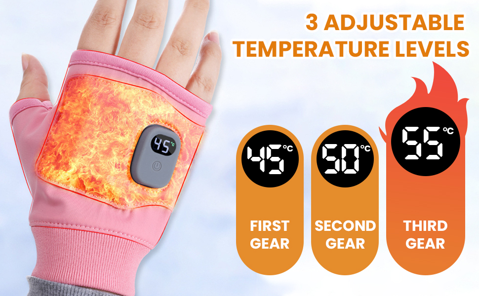 Heated Gloves, Smart Thermostatic Heated Fingerless Gloves, Rechargeable Heated Gloves for Men ...